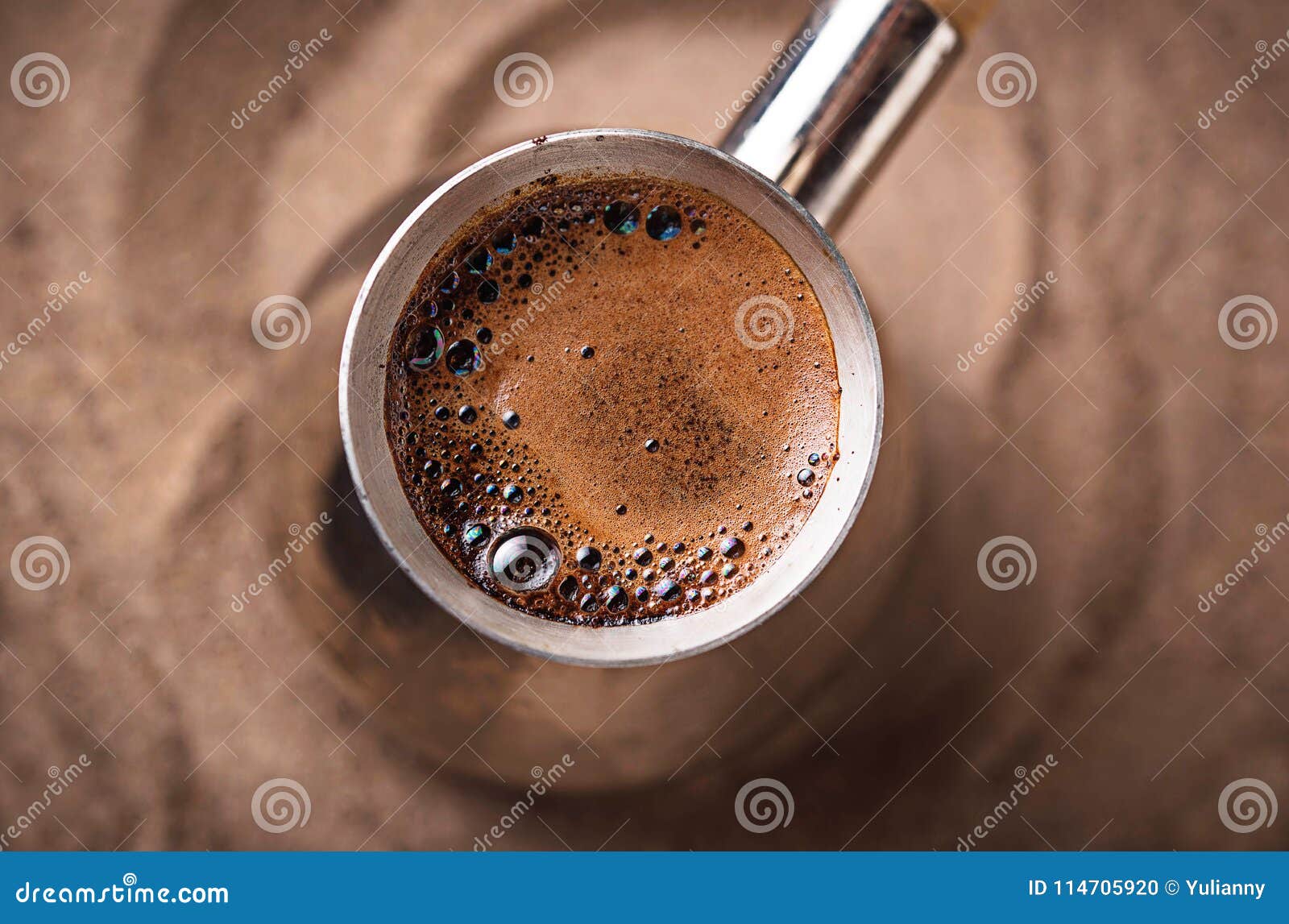 Traditional Turkish Coffee in Cezve Stock Photo - Image of making ...
