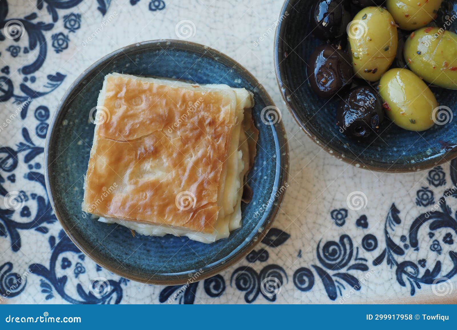 Traditional Turkish Cuisine Pastries and Olive on Table Stock Photo ...