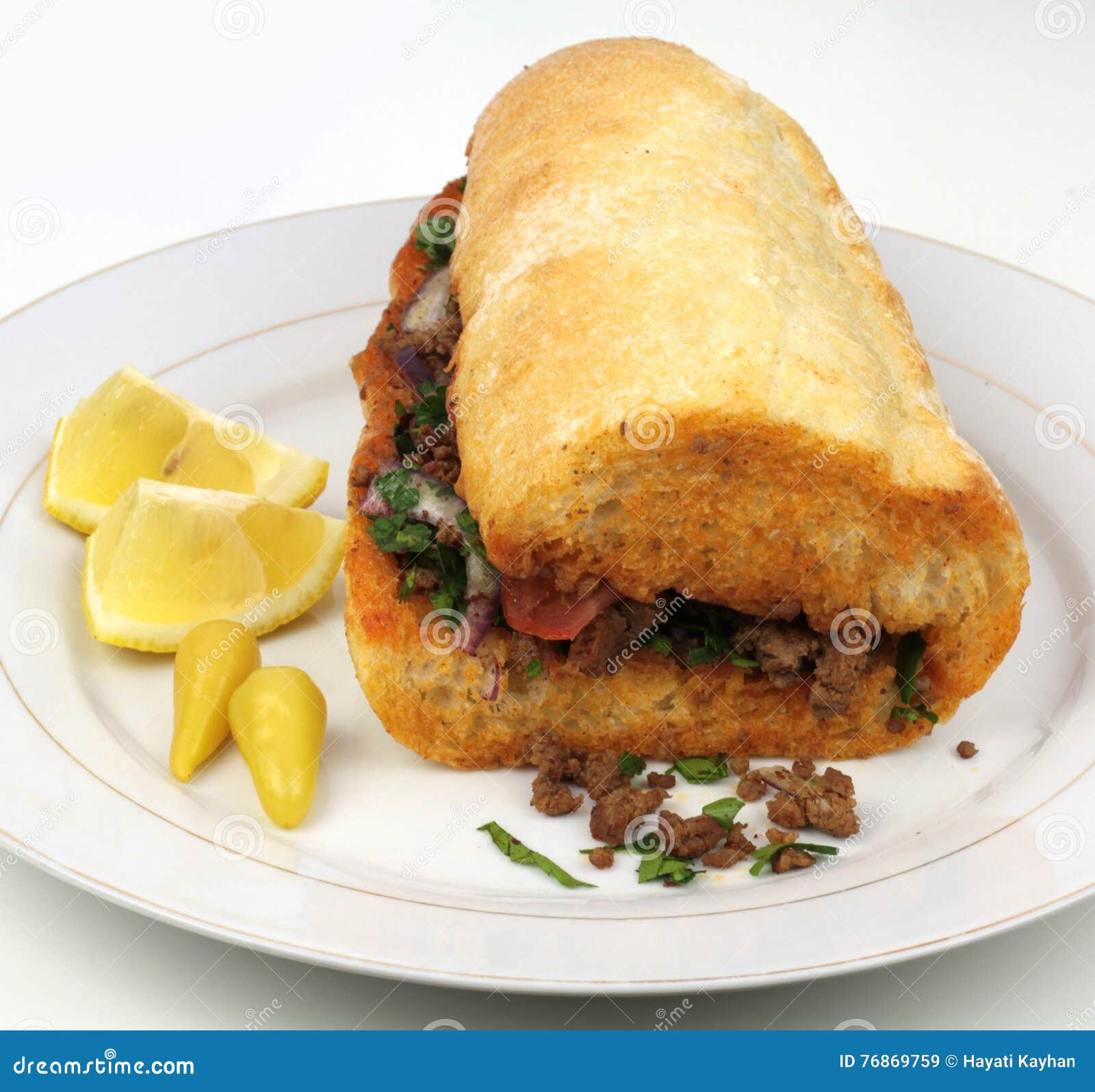 Traditional Turkish Cuisine, Tantuni with Loaf Bread Stock Image ...