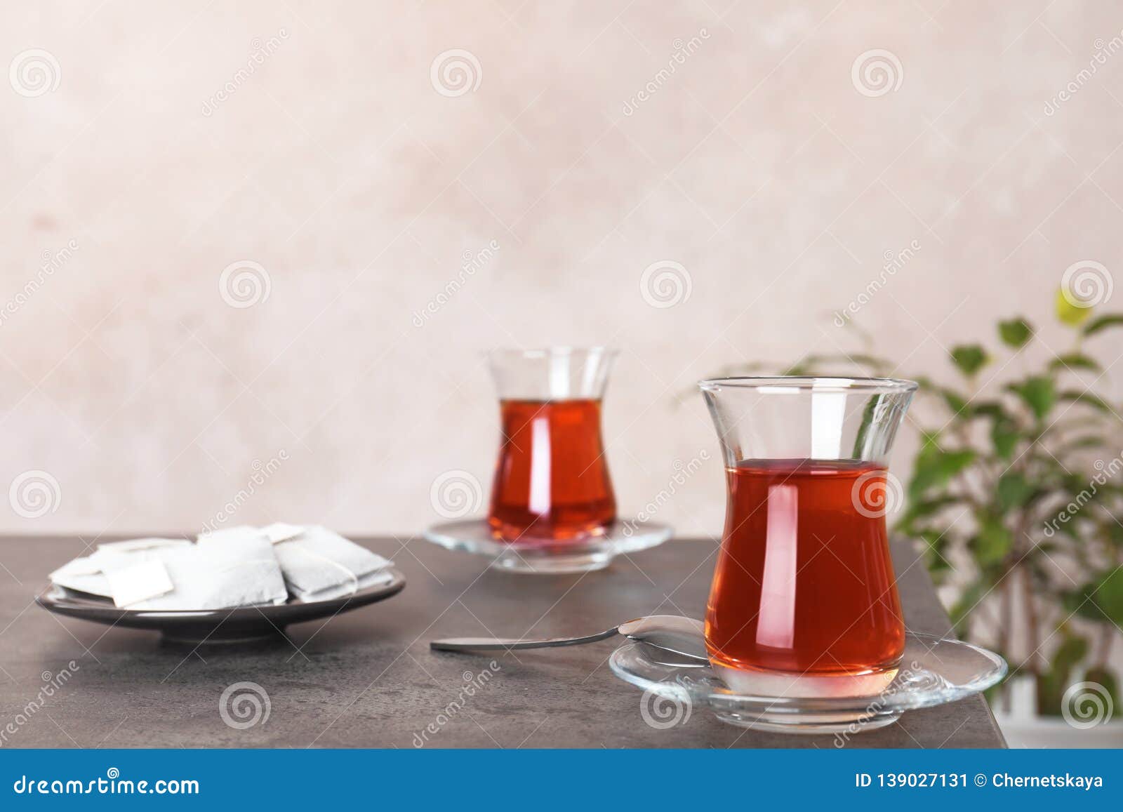 Traditional Turkish Cup of Tea on Table Stock Image - Image of drink ...