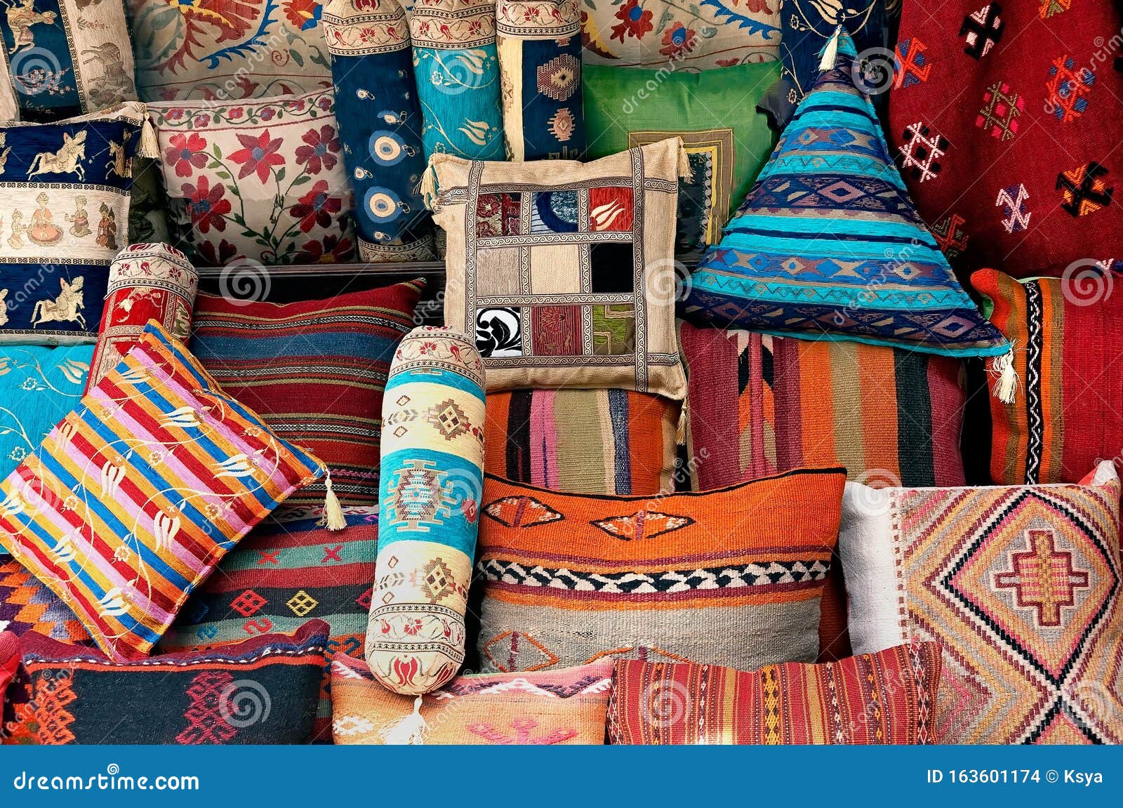 Traditional Turkish Decorative Pillows Stock Photo - Image of detail ...
