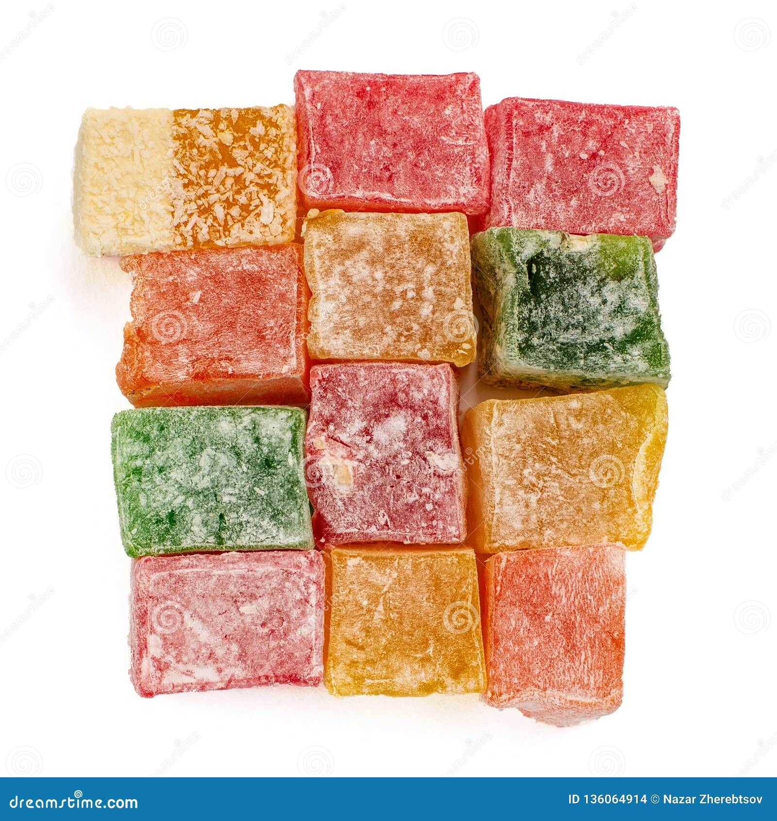 Traditional Turkish Delight Isolated on White Background. Top View ...