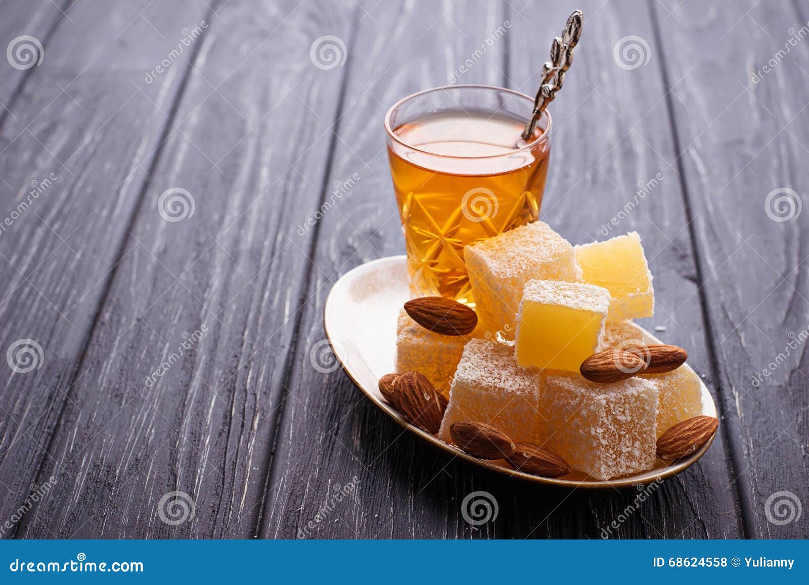 Traditional Turkish Delight and Tea Stock Photo - Image of ramadan ...