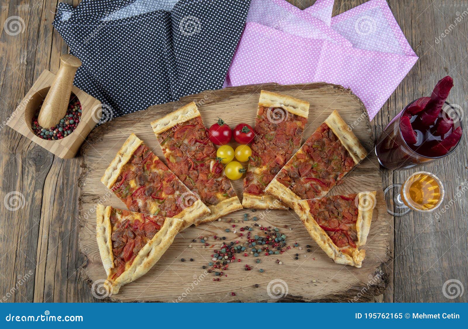 Traditional Turkish Dish Pita Beef - Kusbasili Pide. Turkish Pide with ...