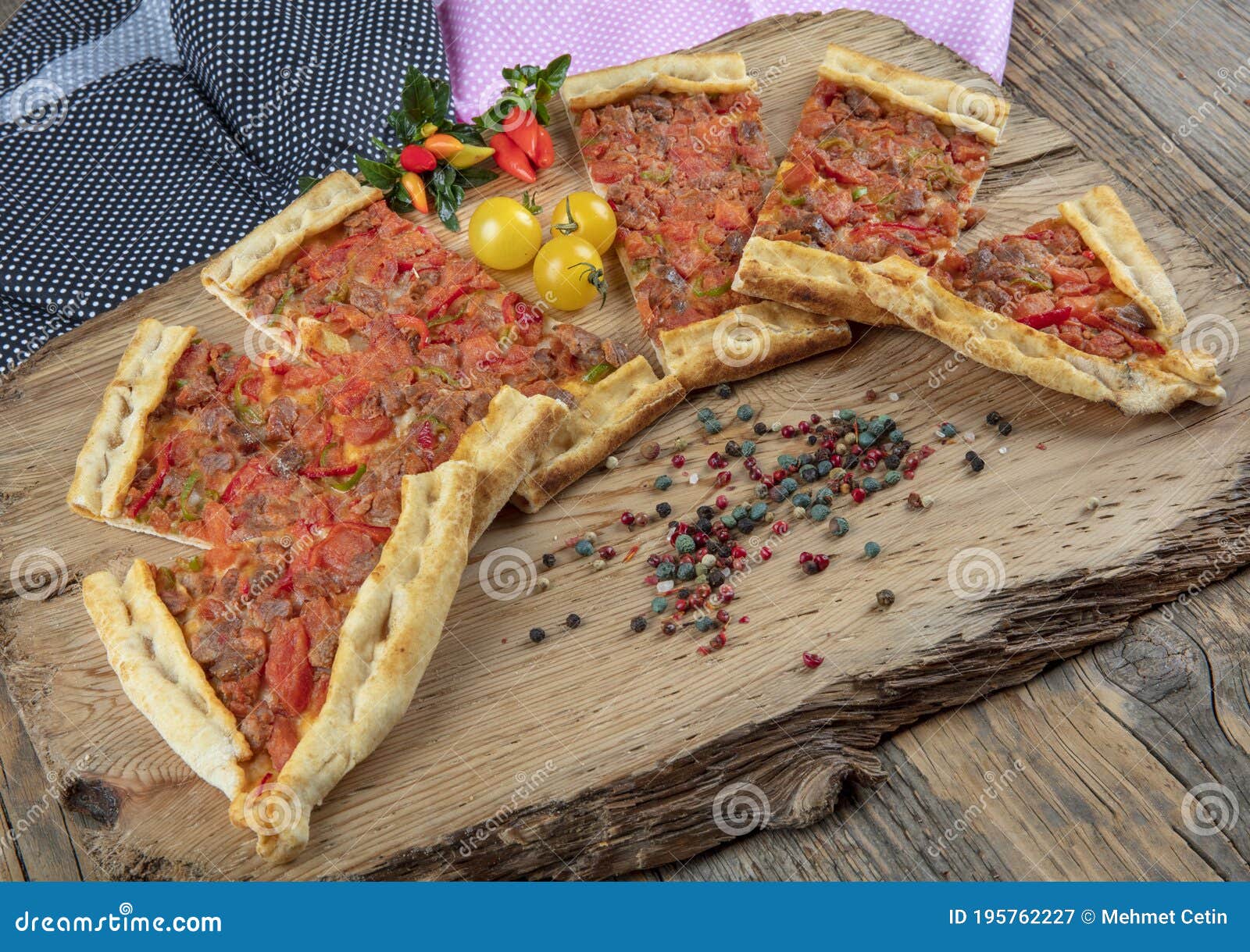 Traditional Turkish Dish Pita Beef - Kusbasili Pide. Turkish Pide with ...