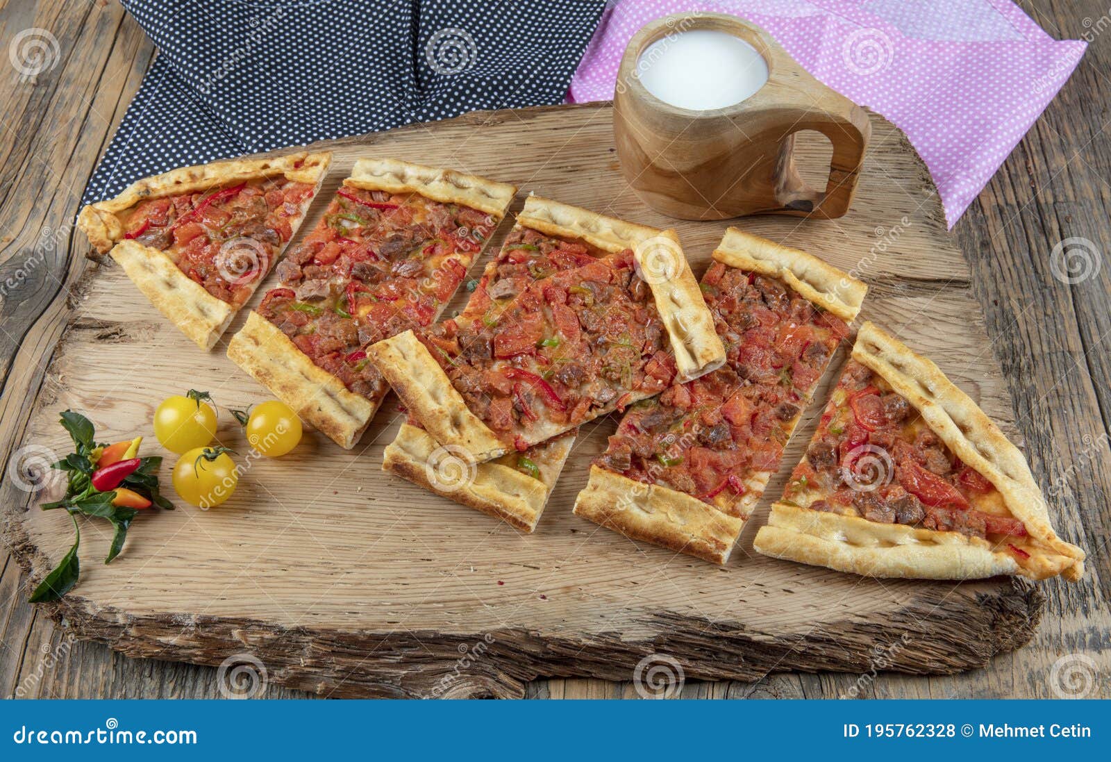 Traditional Turkish Dish Pita Beef - Kusbasili Pide. Turkish Pide with ...
