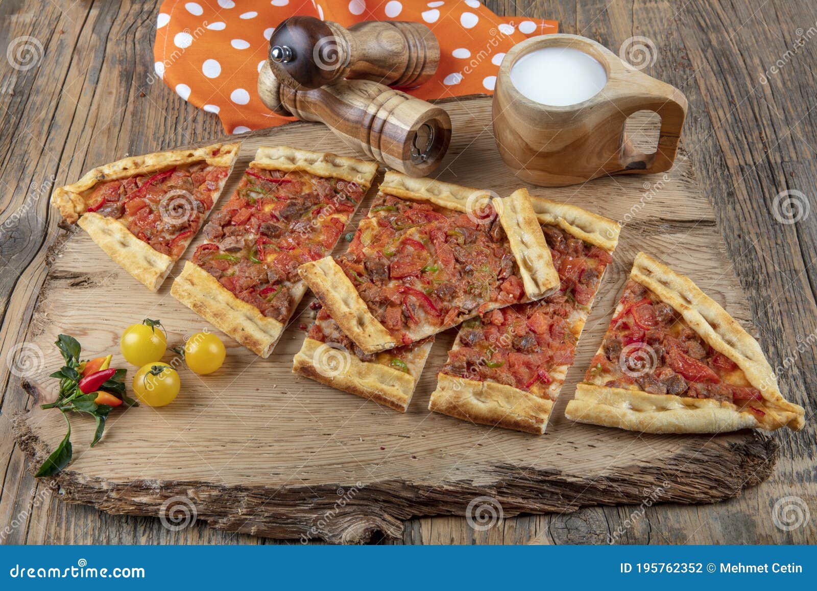 Traditional Turkish Dish Pita Beef - Kusbasili Pide. Turkish Pide with ...