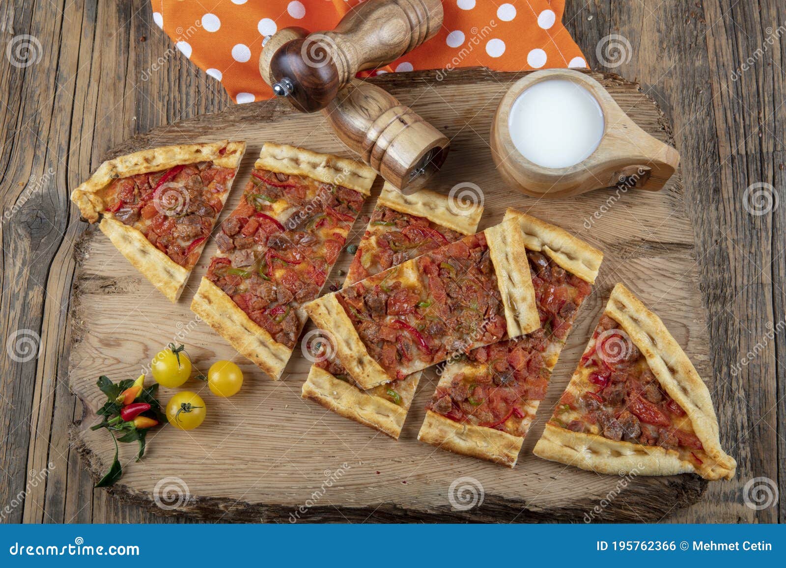 Traditional Turkish Dish Pita Beef - Kusbasili Pide. Turkish Pide with ...