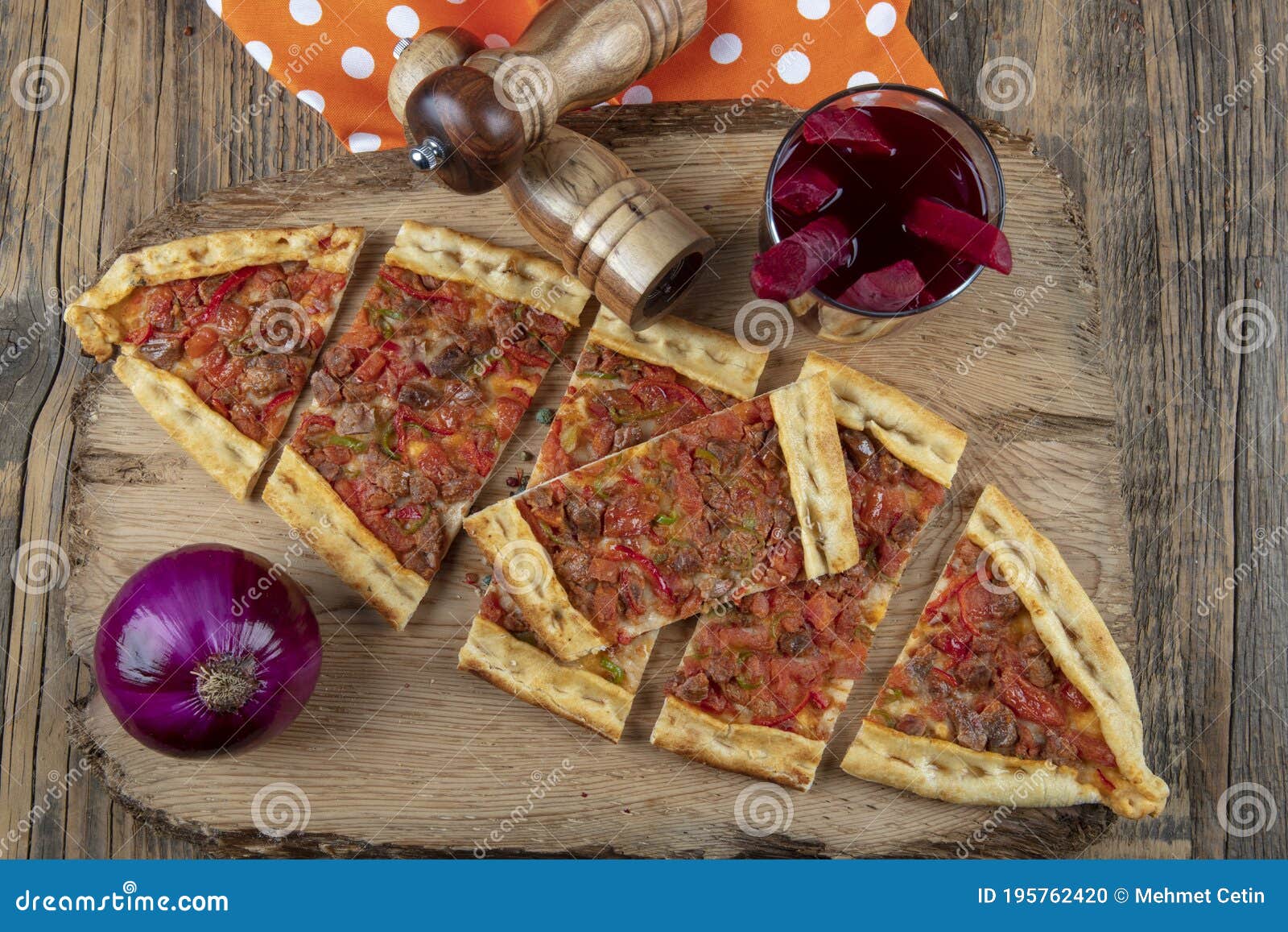 Traditional Turkish Dish Pita Beef - Kusbasili Pide. Turkish Pide with ...