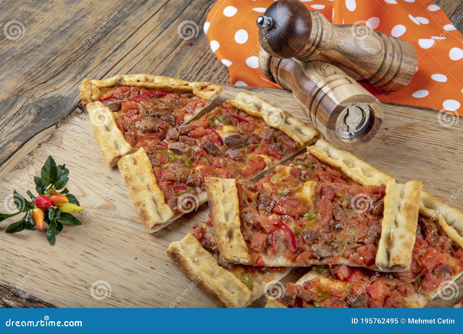 Traditional Turkish Dish Pita Beef - Kusbasili Pide. Turkish Pide with ...