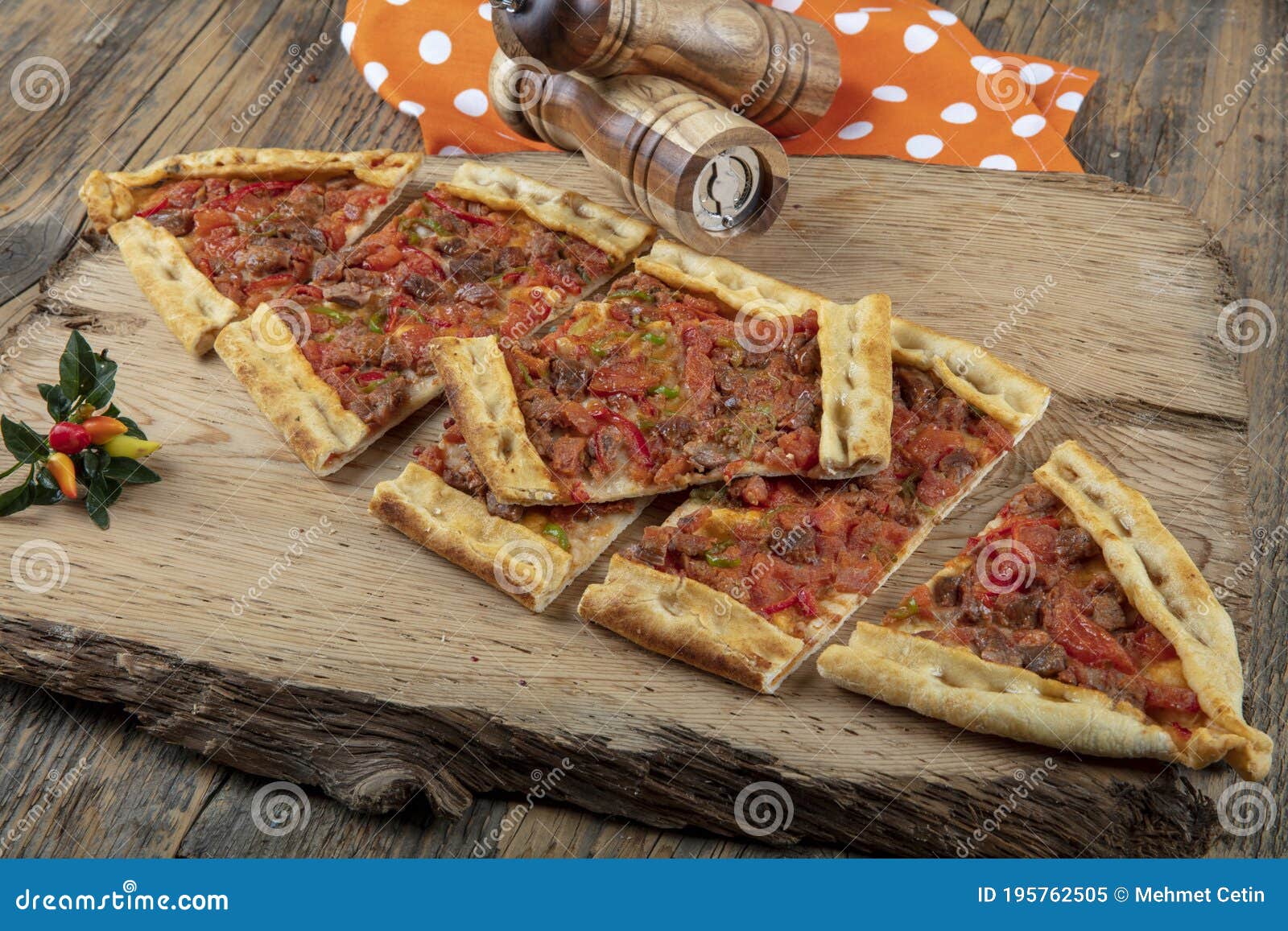 Traditional Turkish Dish Pita Beef - Kusbasili Pide. Turkish Pide with ...