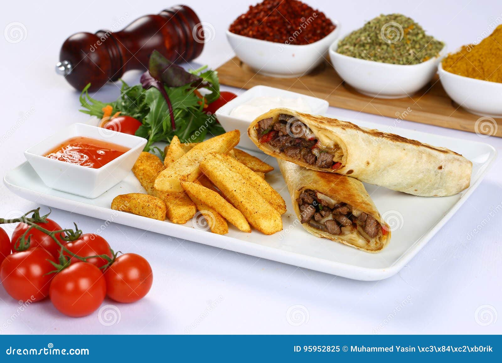 Traditional Turkish Durum, Wrap Stock Image - Image of halal, herbs ...
