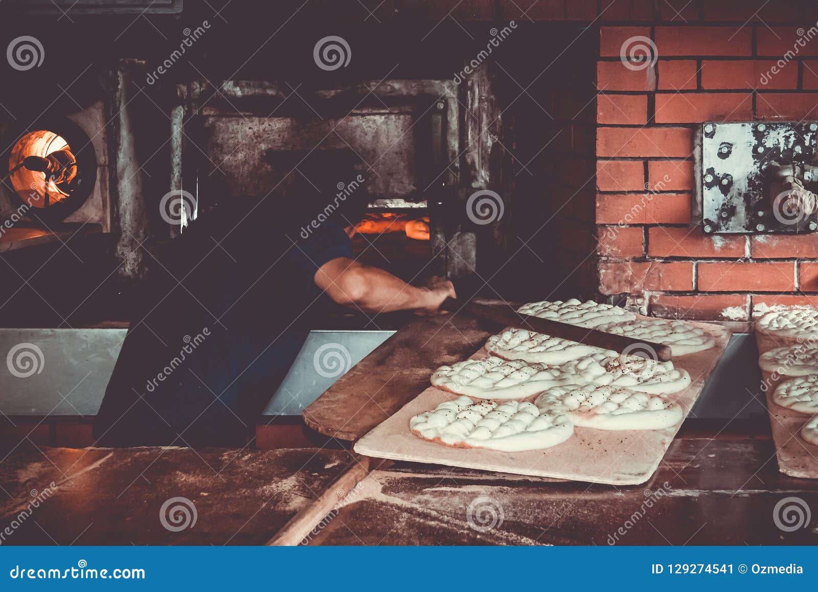 Traditional Turkish Flat Breads, Pide, Ready To Be Cooked in a B Stock ...