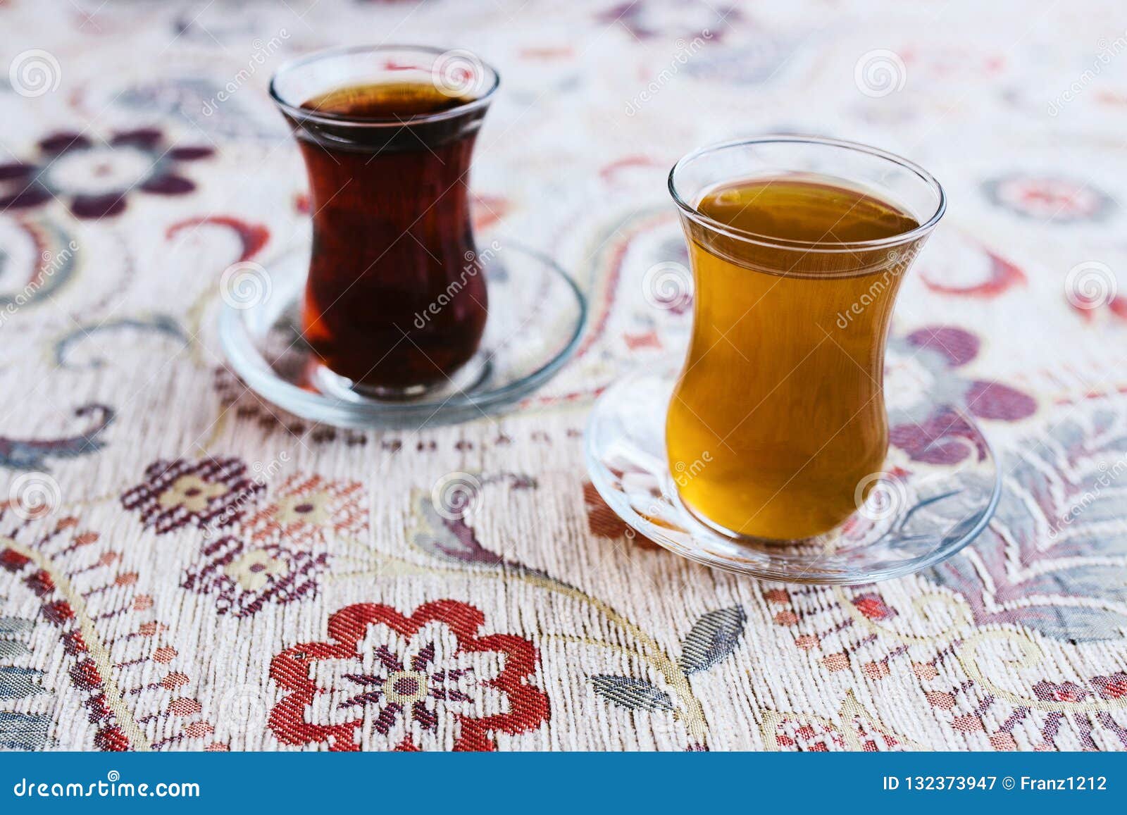Traditional Turkish Green Tea and Black Tea Stock Image - Image of ...