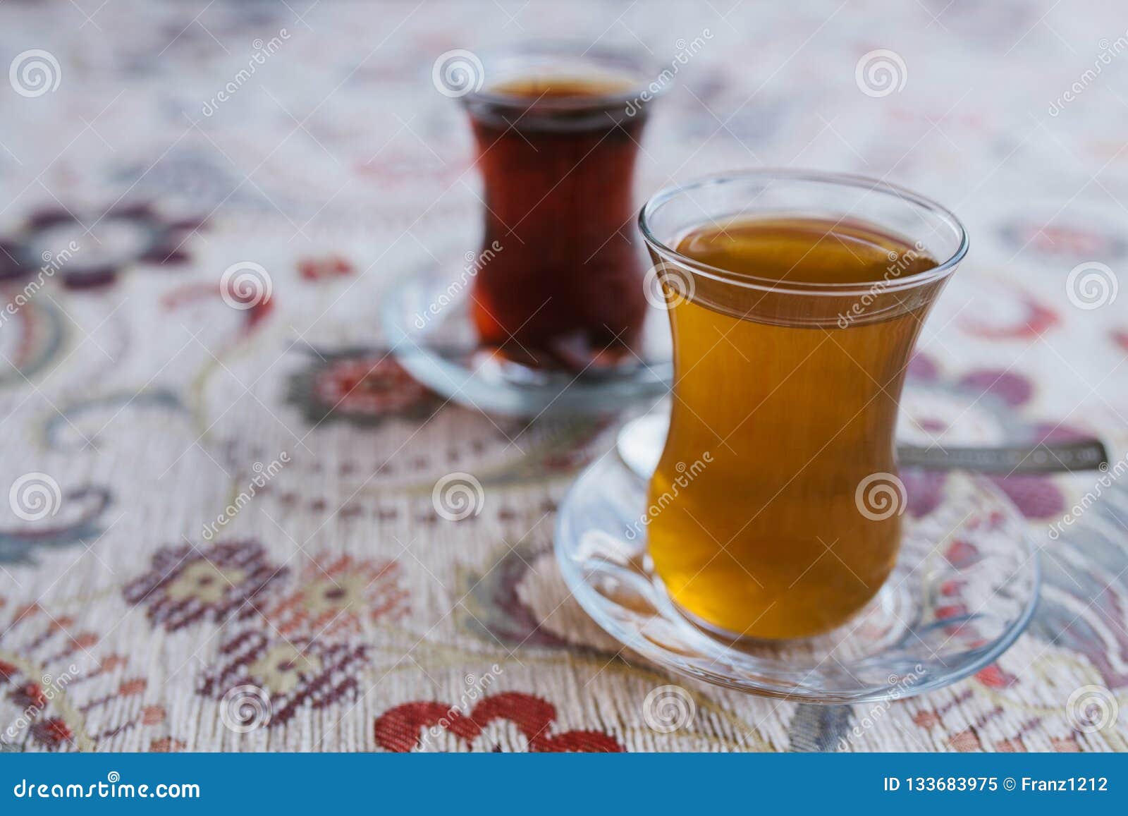 Traditional Turkish Green Tea and Black Tea Stock Image - Image of ...