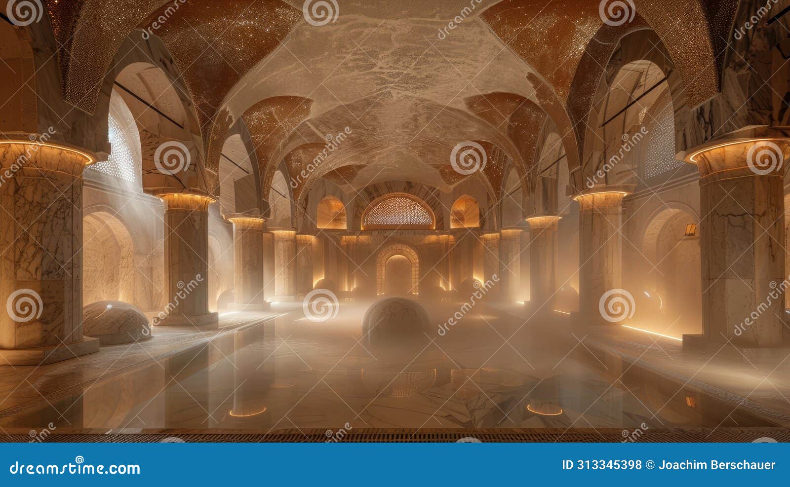 Traditional Turkish Hammam Interior with Marble Surfaces and Dome ...