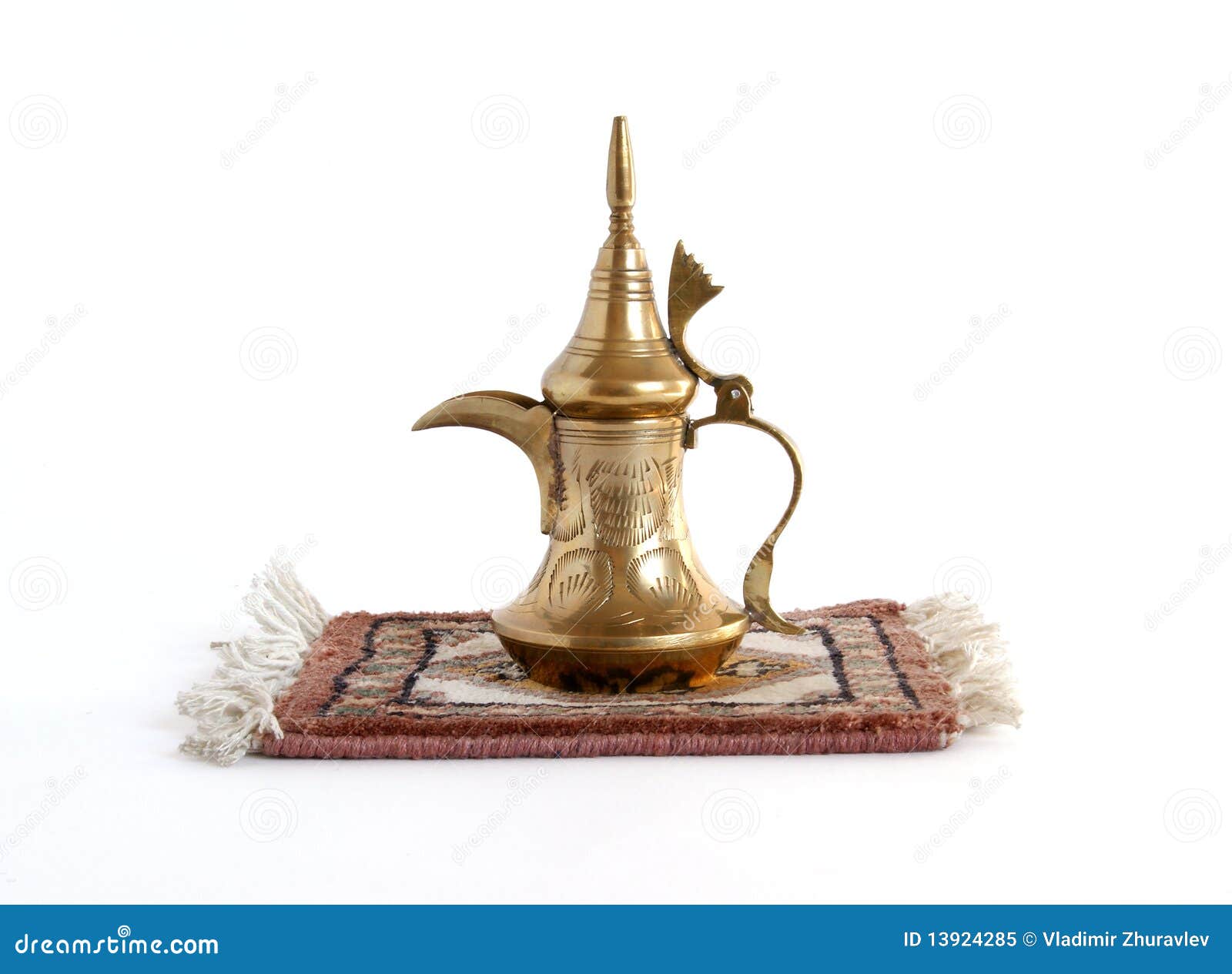 Traditional Turkish Jug Of Copper On The Carpet Picture. Image: 13924285
