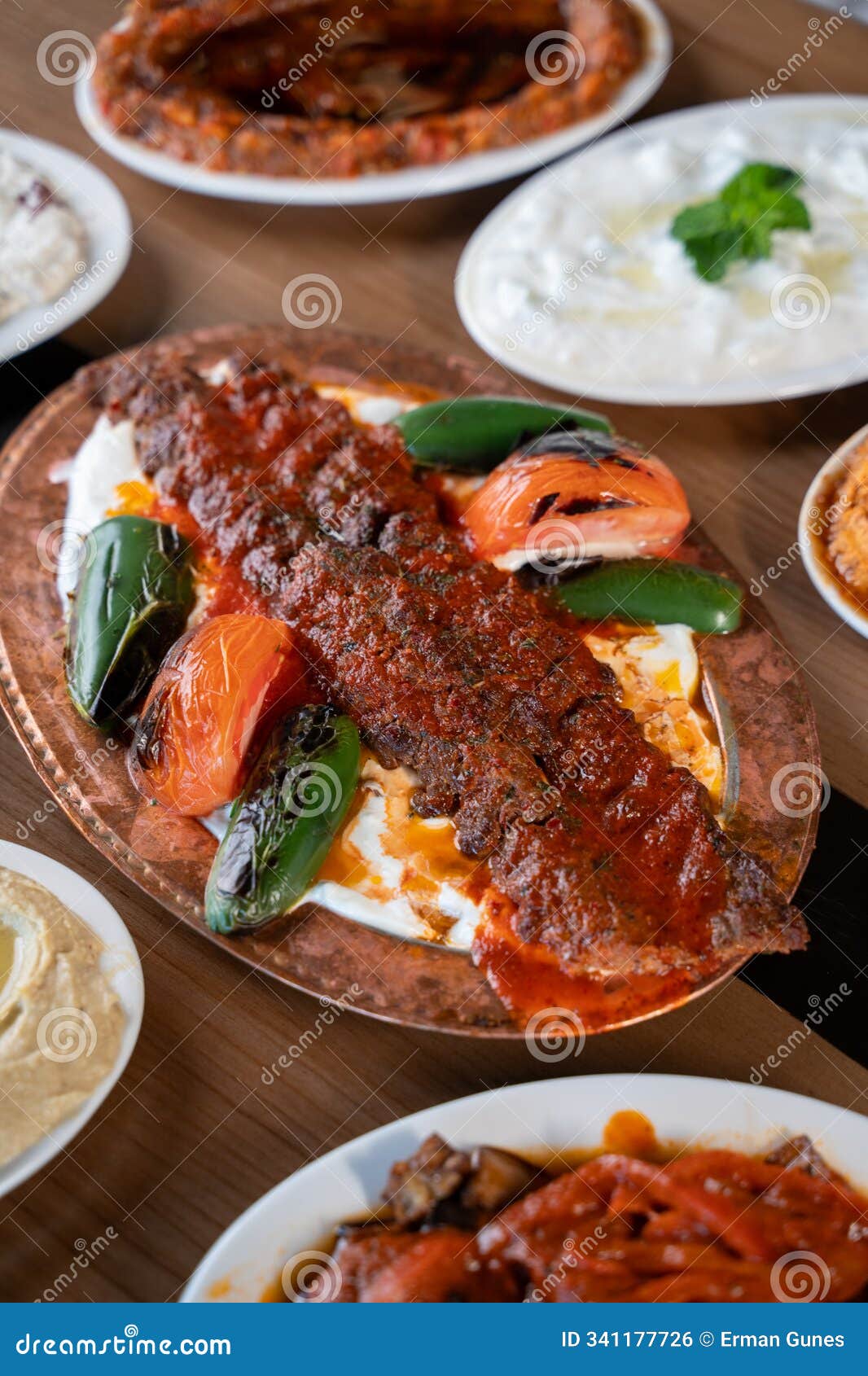 Traditional Turkish Kebab on the Table, Adana Kebab Stock Photo - Image ...