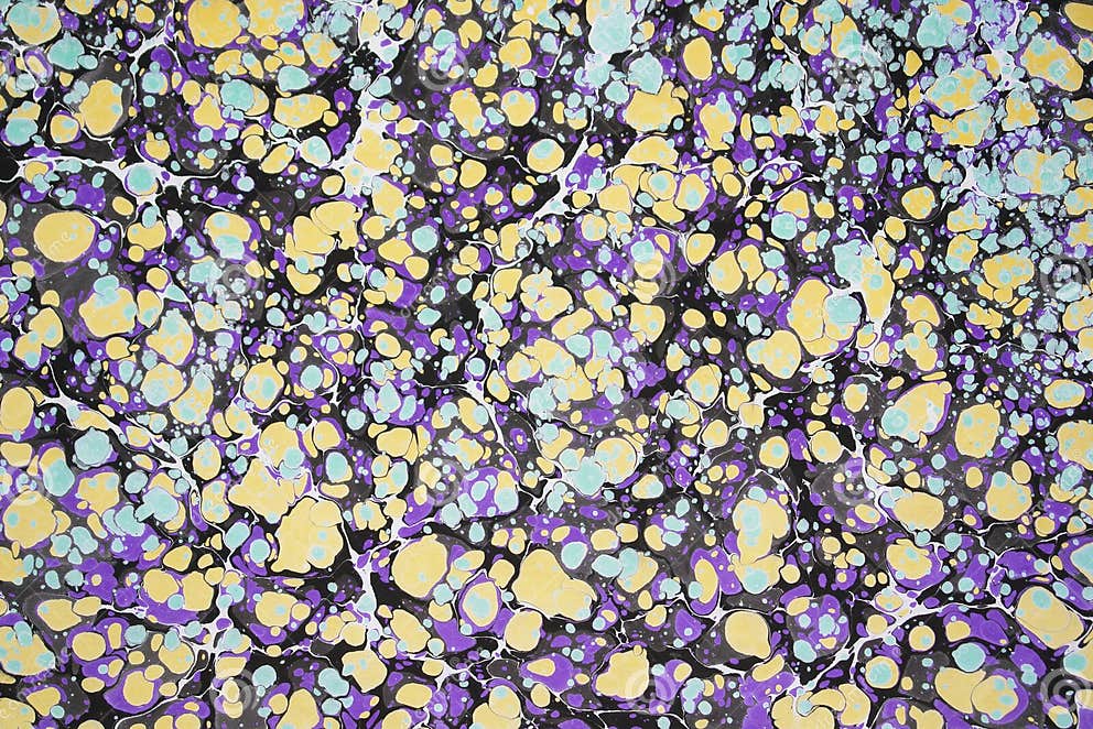 Traditional Turkish Marbled Paper Artwork Stock Image - Image of green ...