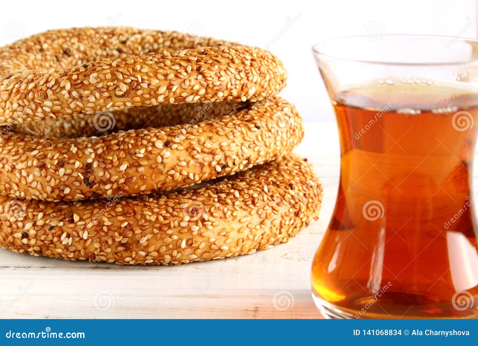Traditional Turkish simit stock photo. Image of stack - 141068834