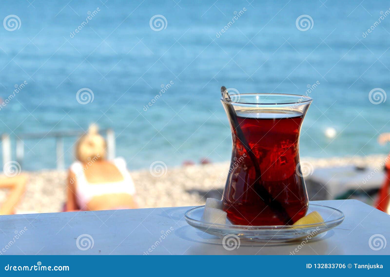 Traditional Turkish Tea on the Beach Stock Photo - Image of arabic ...
