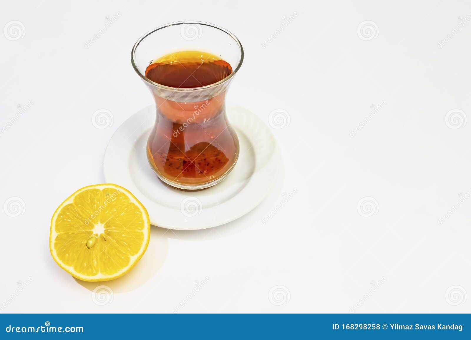 Traditional Turkish Tea and Half Lemon Stock Photo - Image of design ...