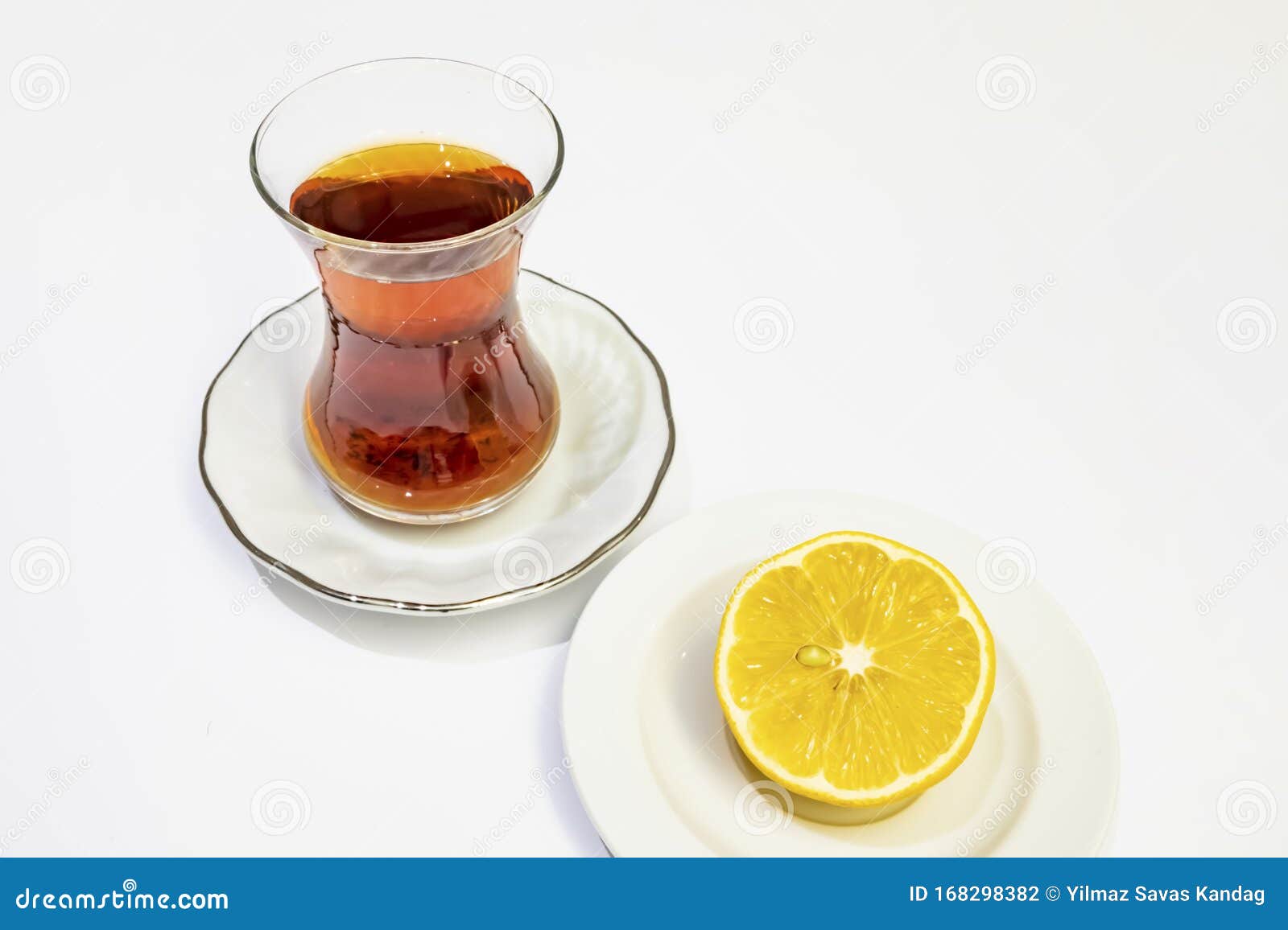 Traditional Turkish Tea and Half Lemon Stock Photo - Image of aromatic ...