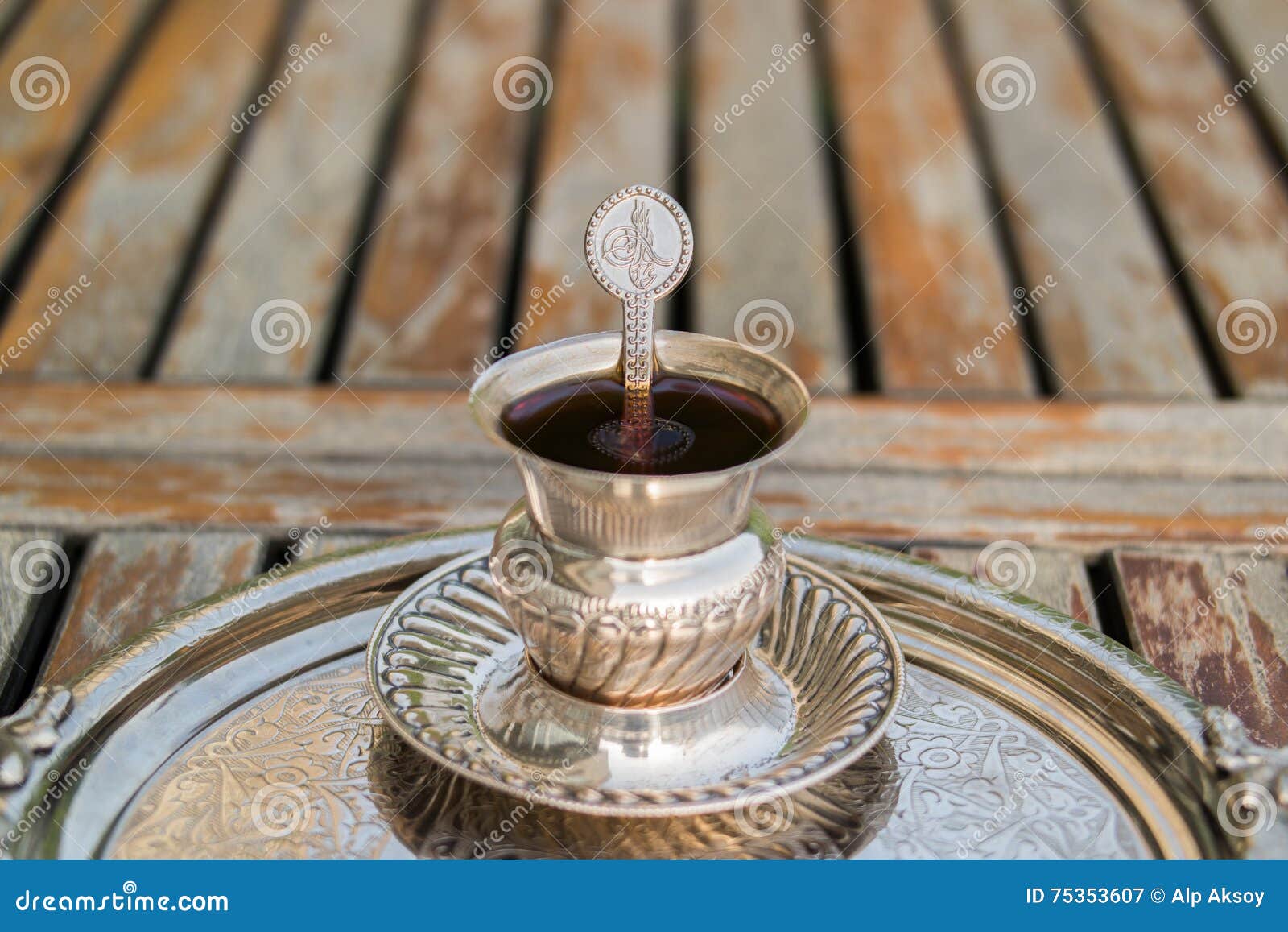 Traditional Turkish Tea in a Silver Tray Stock Image - Image of candy ...