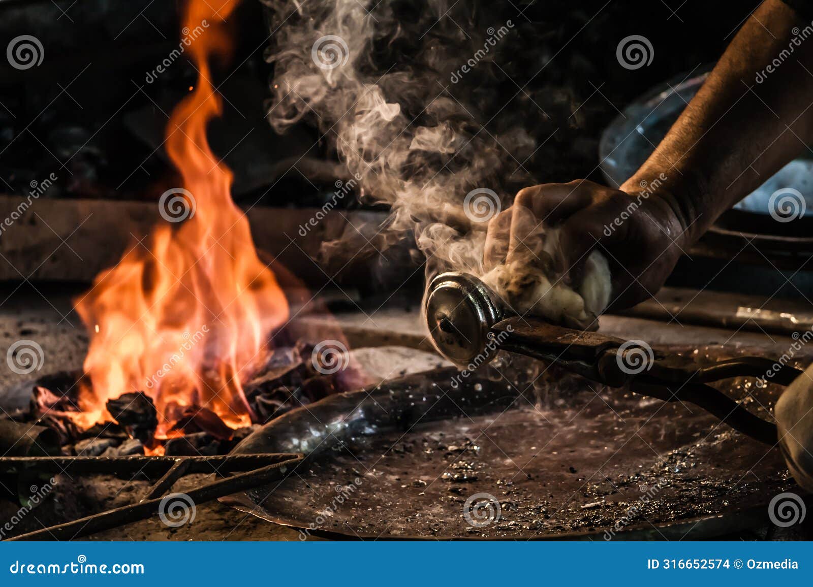 Traditional Turkish Tinsmith, Crafting Over Open Flame Stock Photo ...