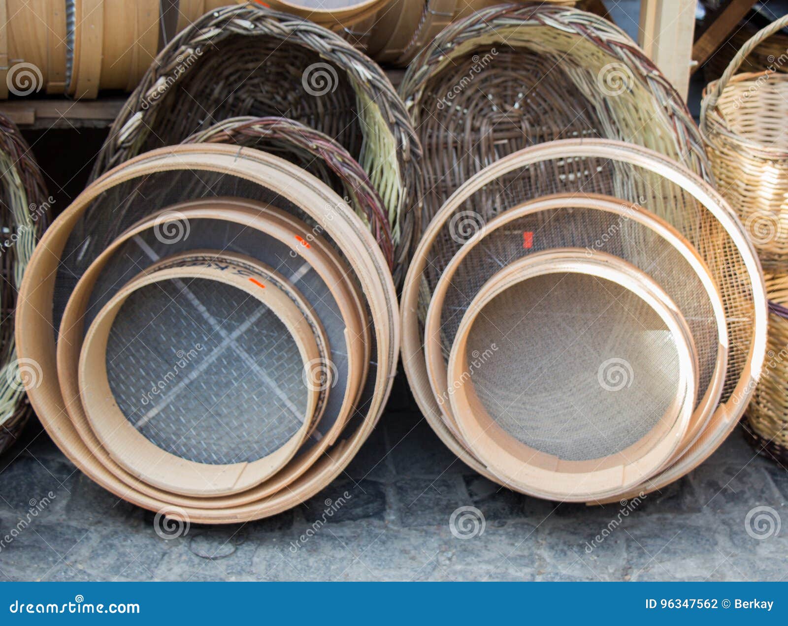 Traditional Type Wooden Sieve Stock Photo - Image of work, single: 96347562