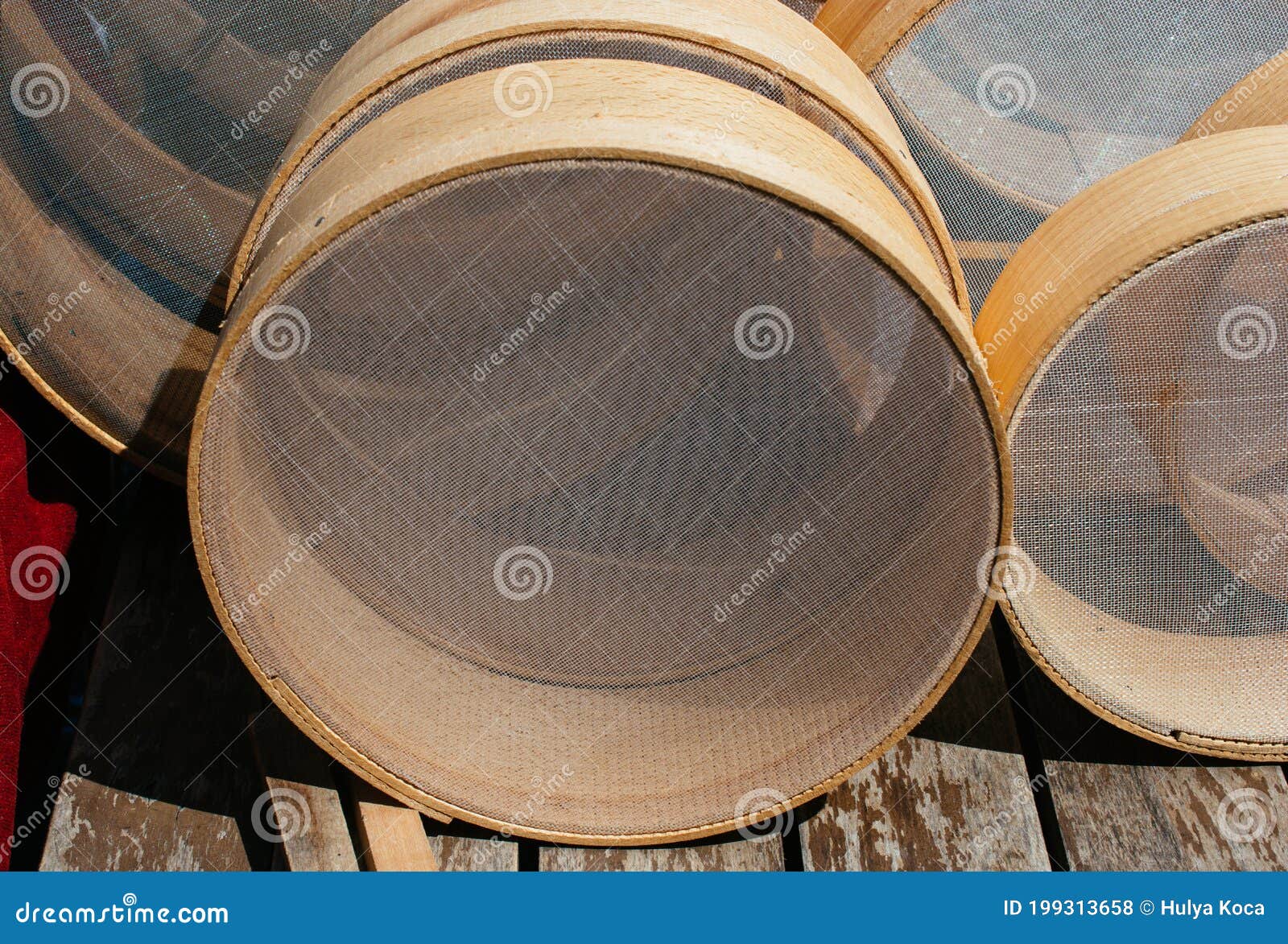 Traditional Type Wooden Sieves Stock Photo - Image of food, work: 199313658