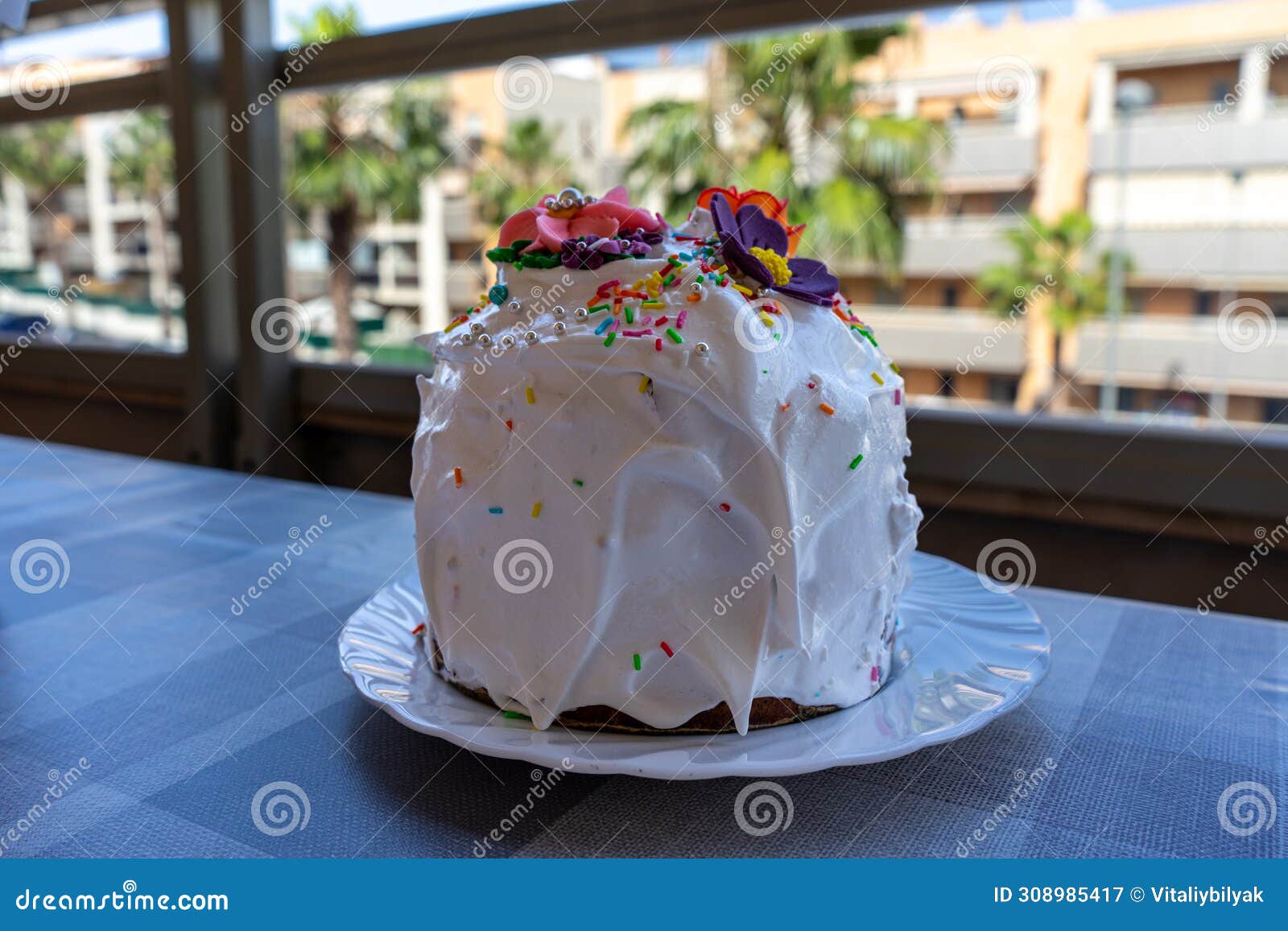 Traditional Ukrainian Easter Cake (paska) with Eggs Stock Image - Image ...
