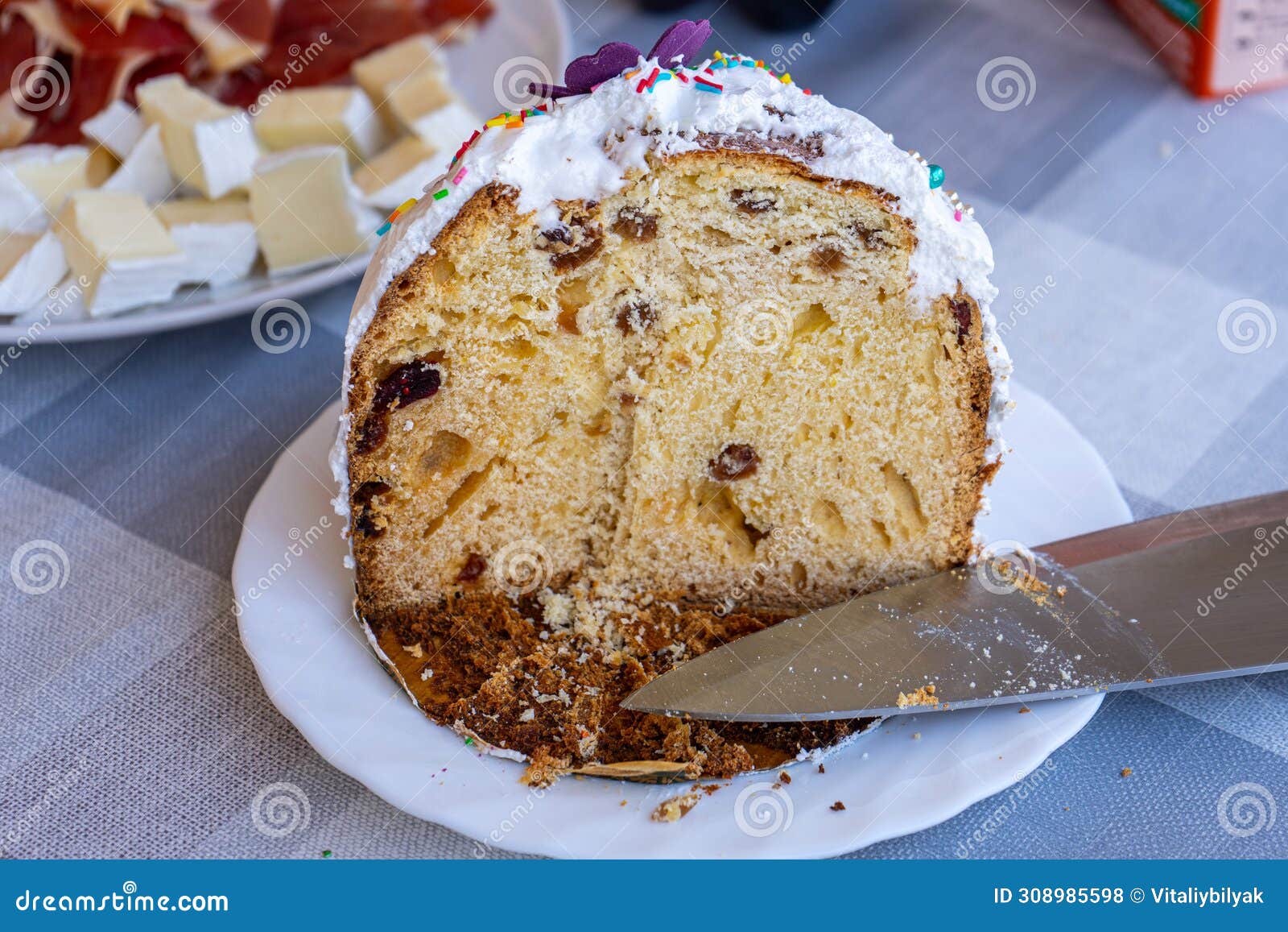 Traditional Ukrainian Easter Cake (paska) with Eggs Stock Photo - Image ...