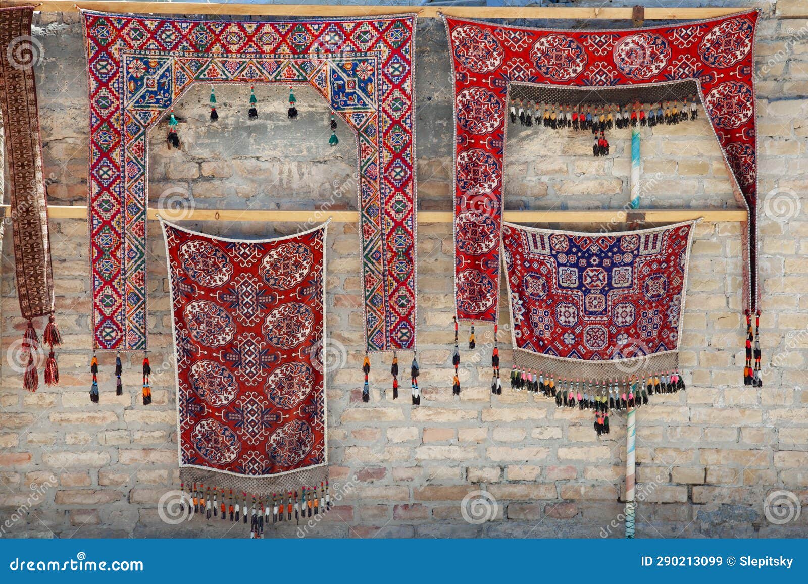Traditional Uzbek Carpets on the Wall in a Gift Shop Stock Image ...