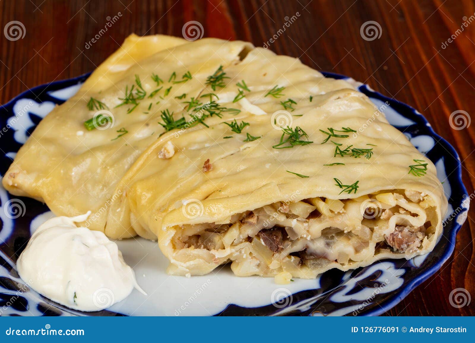 Traditional uzbek Hanum stock image. Image of meal, nutrition - 126776091