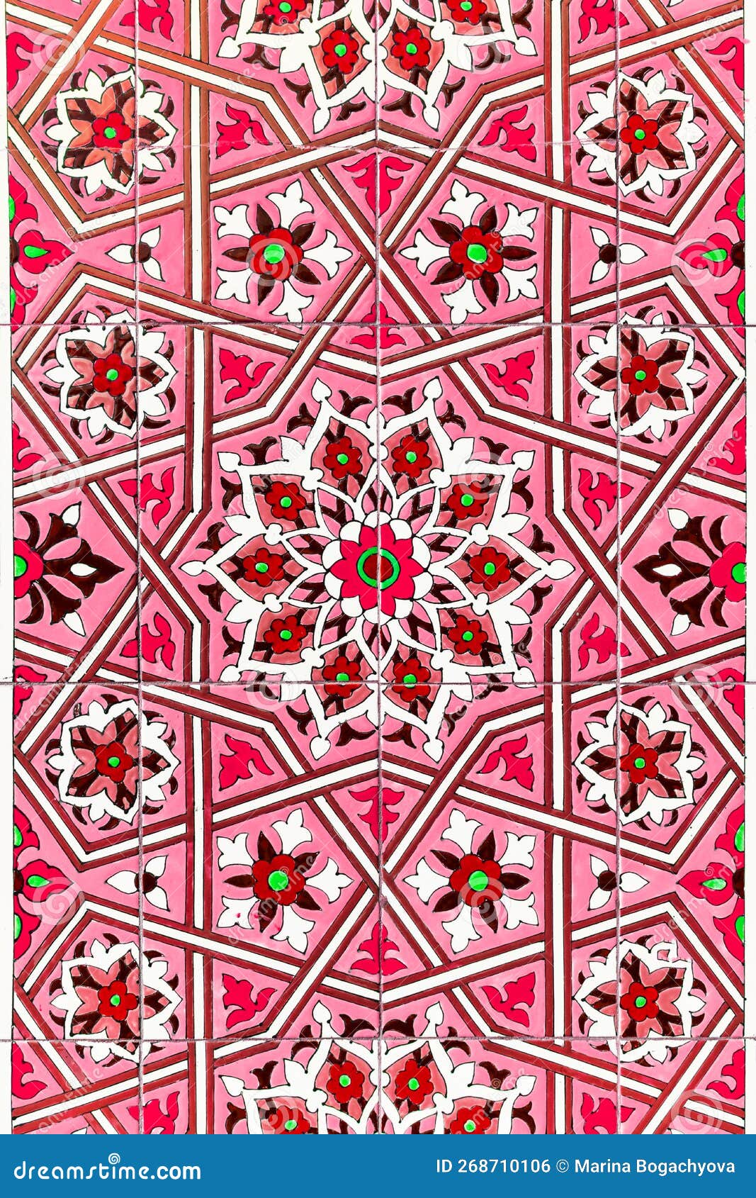 Traditional Uzbek Pattern on the Ceramic Tile on the Wall of the Mosque ...