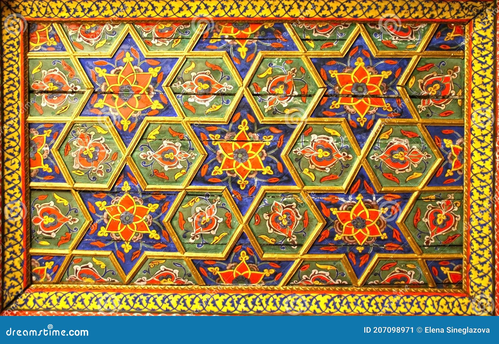 Traditional Uzbek Pattern on the Ceramic Tile on the Wall of the Mosque ...