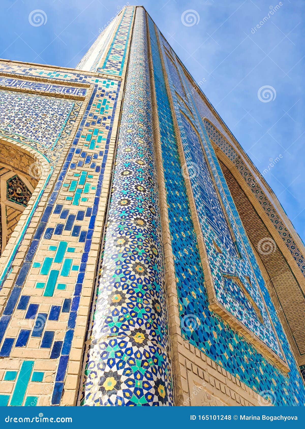 Traditional Uzbek Pattern on the Ceramic Tile on the Wall of the Mosque ...