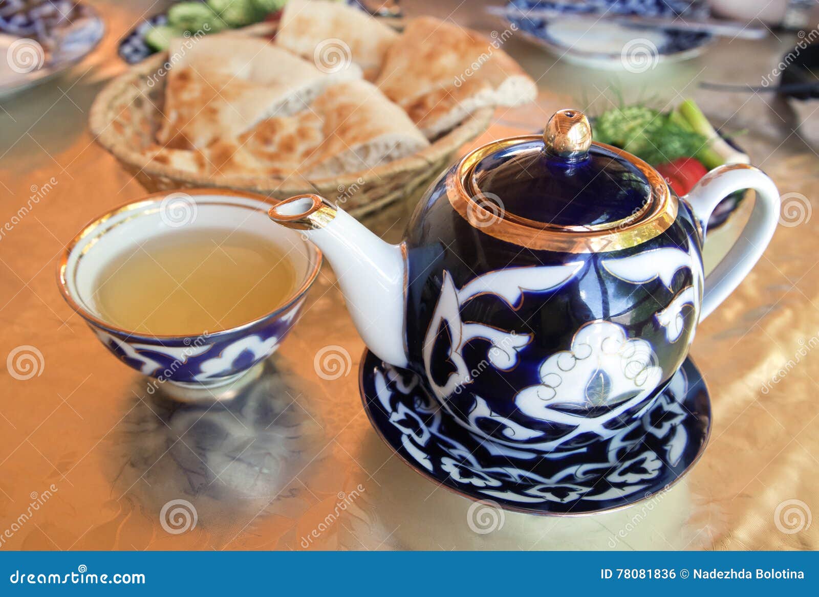 Traditional Uzbek Served Tea and Sweets Stock Photo - Image of brown ...