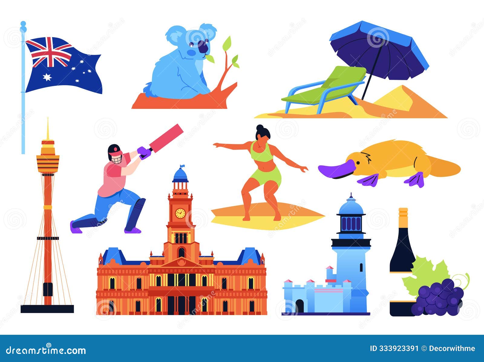Traditional Values of Australia - Flat Design Style Objects Set Stock ...