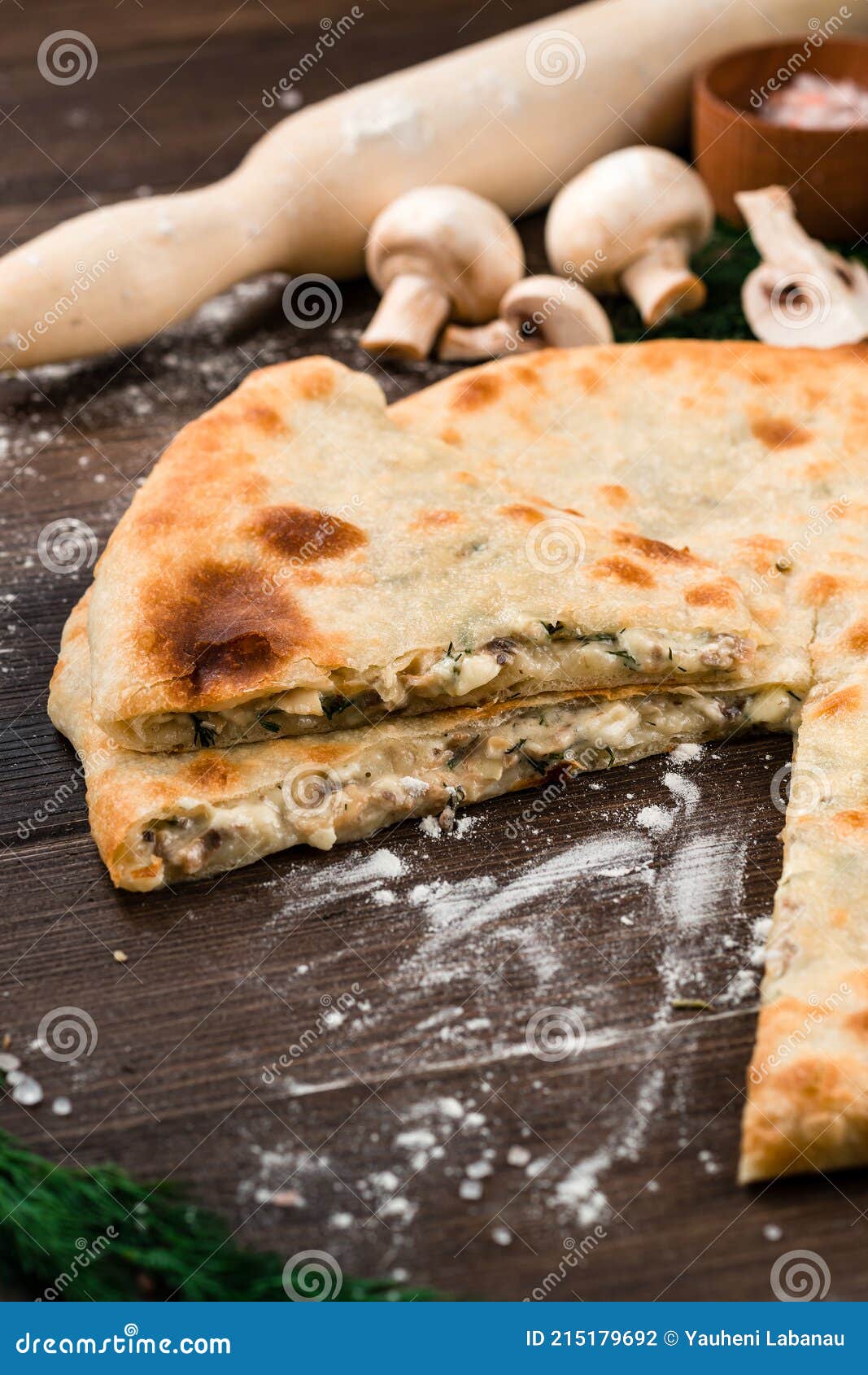 Traditional Vegetable Closed Pie on the Table Stock Photo - Image of ...
