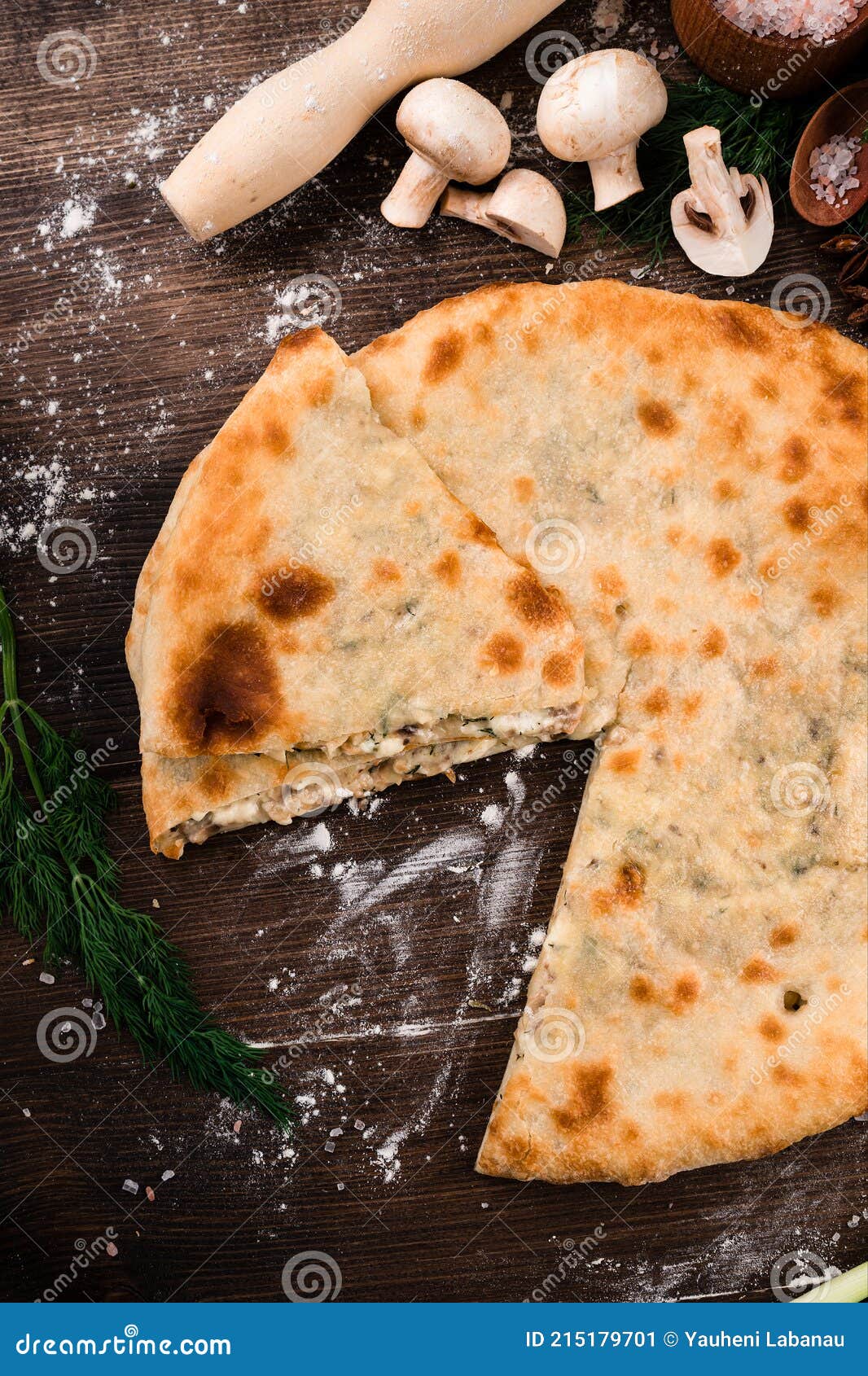 Traditional Vegetable Closed Pie on the Table Stock Image - Image of ...
