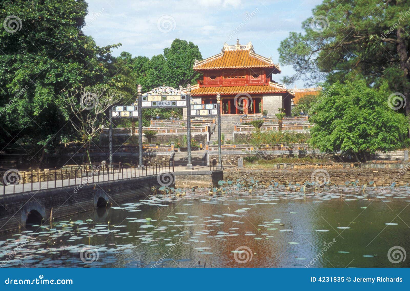 Traditional Vietnamese Style Building Stock Image - Image of palm ...