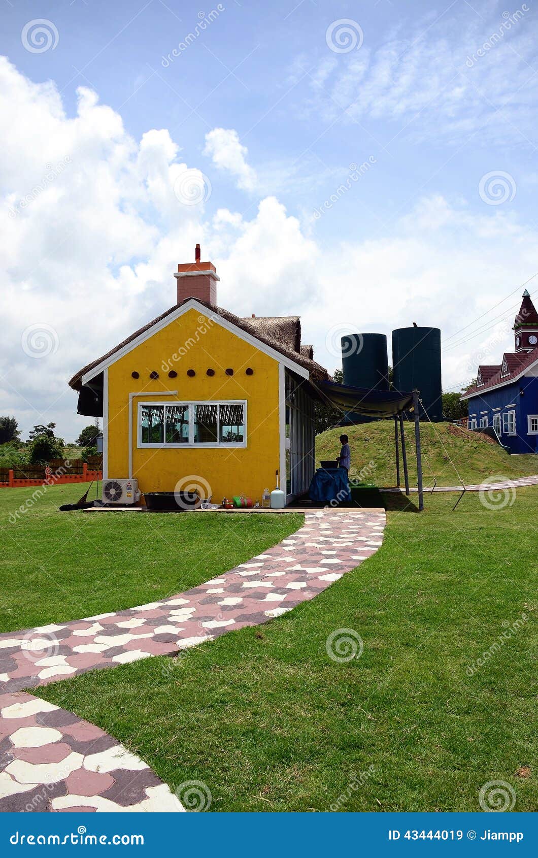 Traditional Vintage Yellow Farm Stock Image - Image of building ...