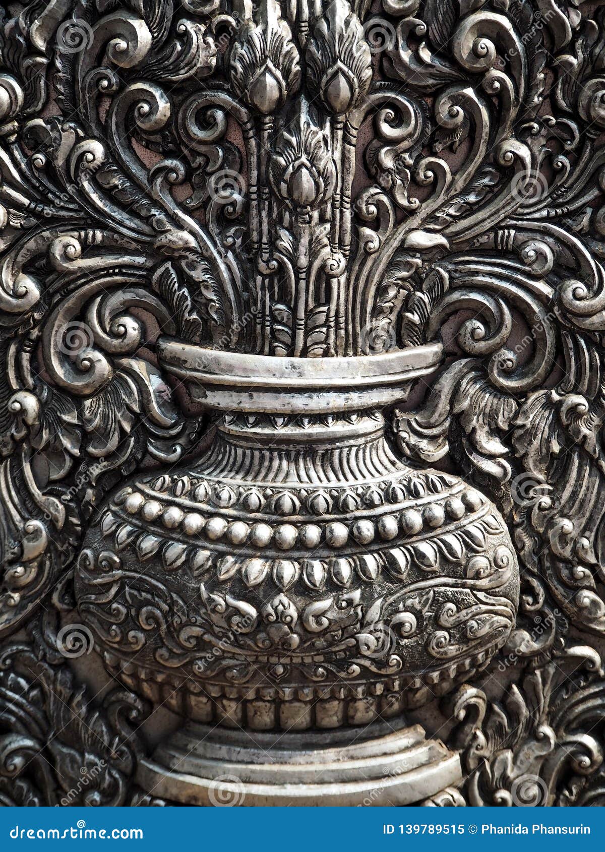 Beautiful Hand Carved Silver Panel Stock Image - Image of interior ...