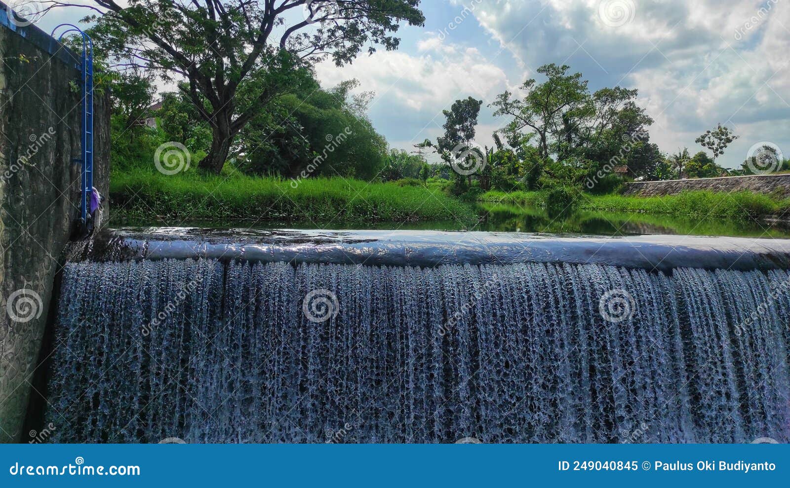 Traditional Water Dam and River. Stock Image - Image of tree, waterway ...