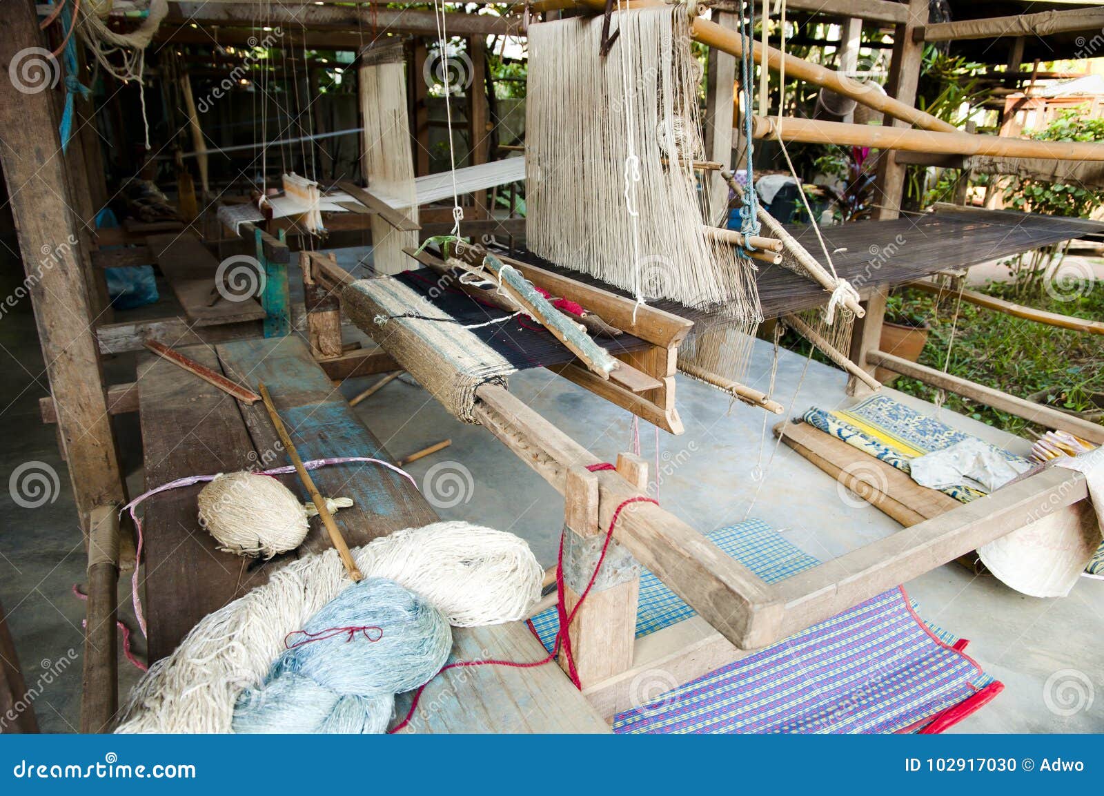 Traditional Weaving Machine Stock Photo - Image of cotton, fashion ...