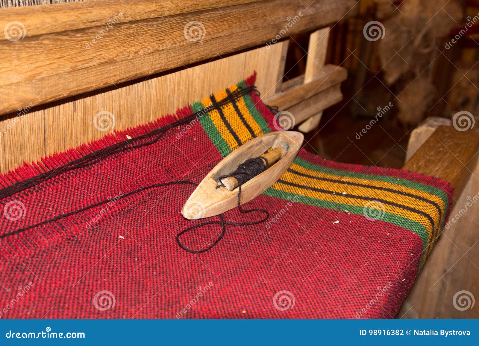 Traditional Weaving and a Shuttle on Machine Stock Photo - Image of ...