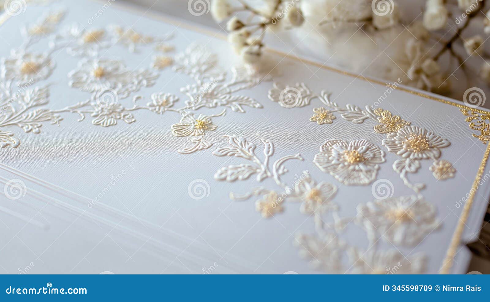 Traditional Wedding Card, Bone Coloured With Gold Decorative Edging ...