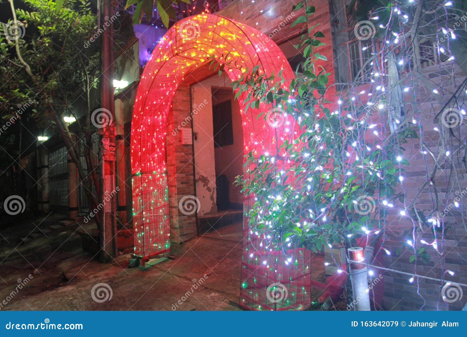Traditional Wedding Decorative Front Gate Lighting in Bangladesh Stock ...